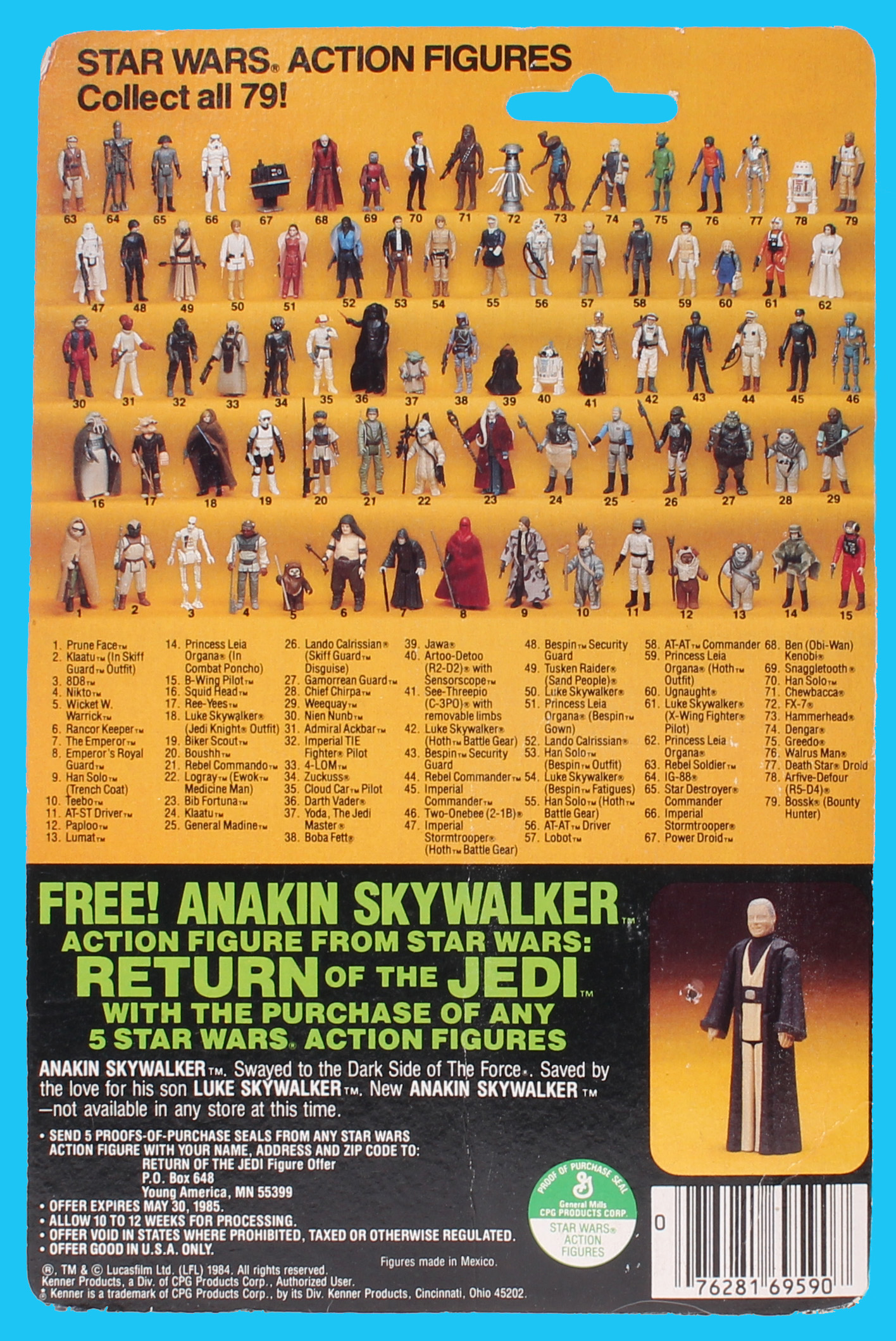 Kenner Star Wars Return of the Jedi 79 C Card Back - mrvintagestarwars ...